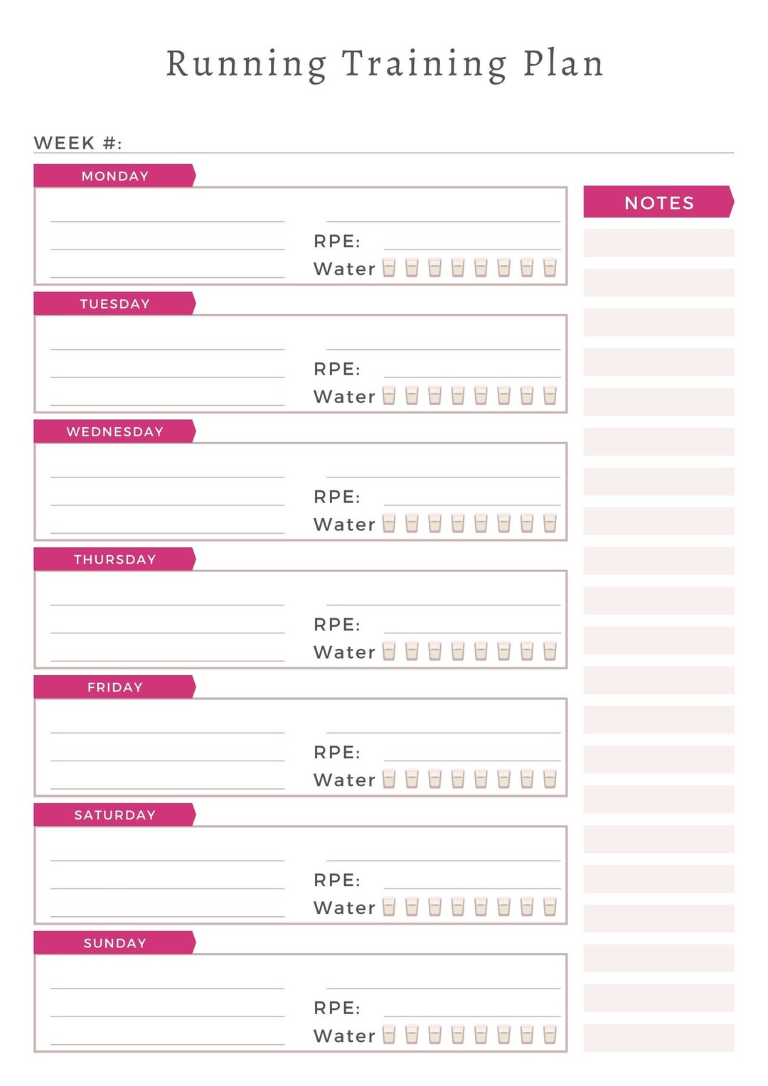 Running Training Planner Diary Printable Log - Etsy