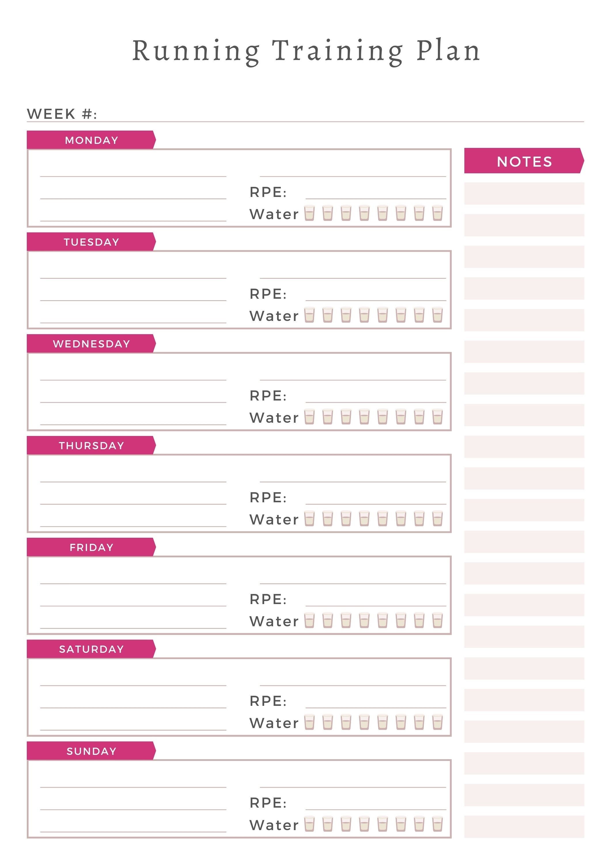 Running Training Planner Diary Printable Log - Etsy