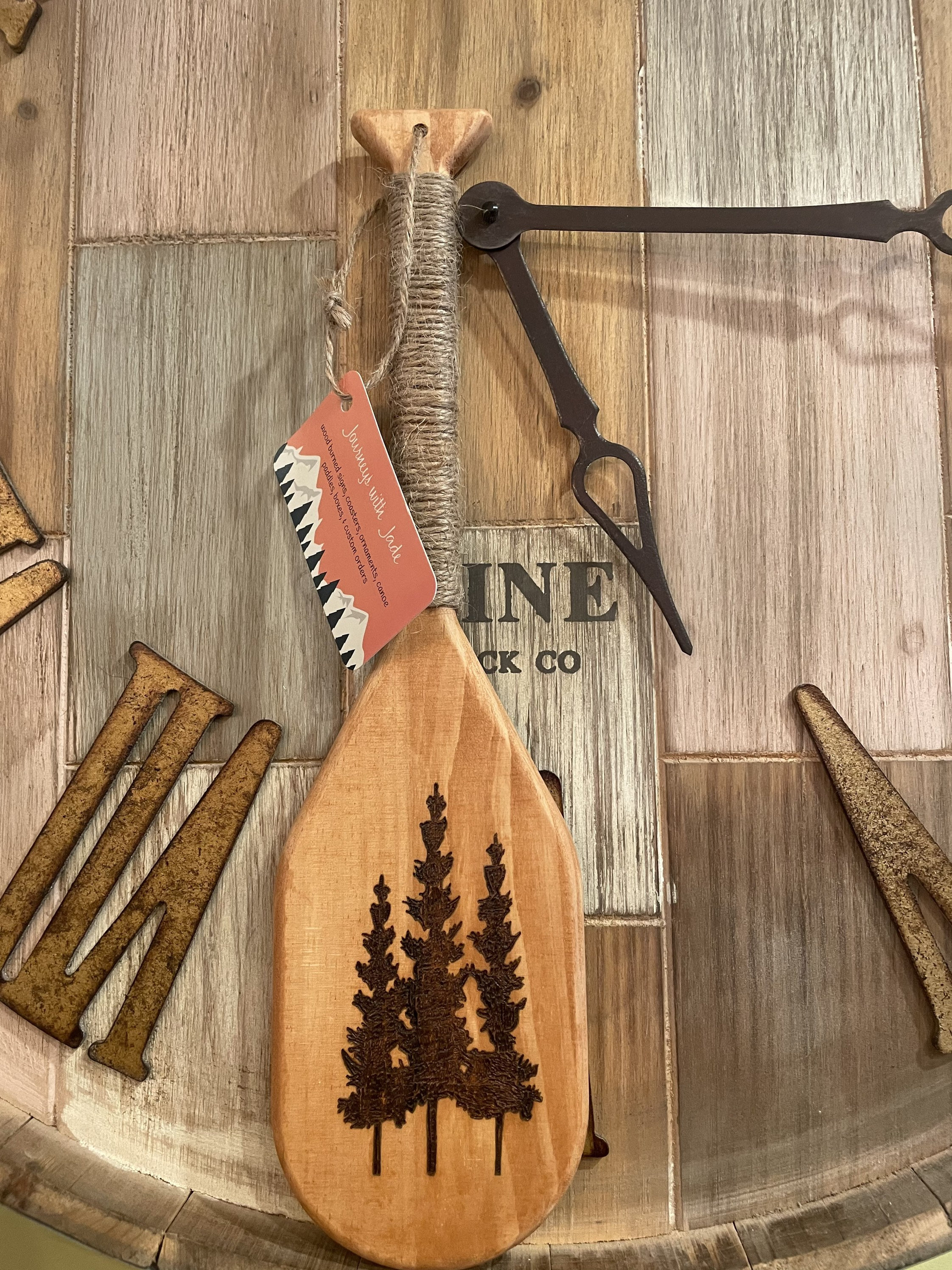 Wood Burned Pine Tree Canoe Paddle - Etsy