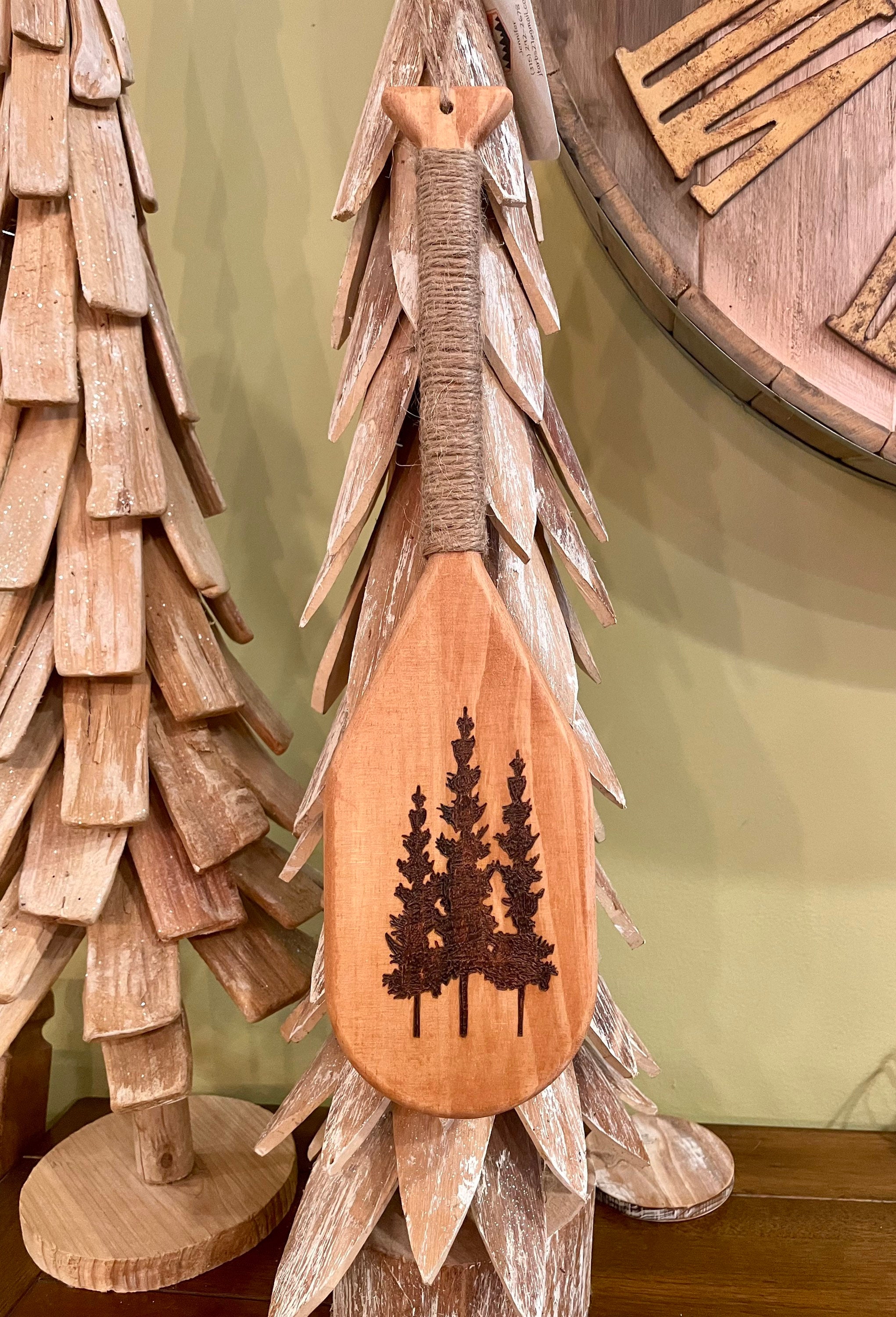 Wood Burned Pine Tree Canoe Paddle - Etsy