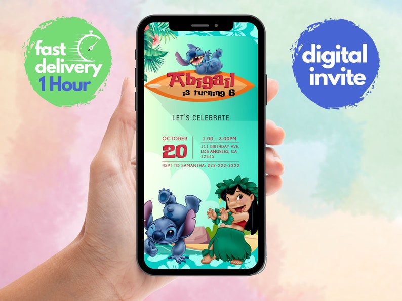 Invitación de Lilo y Stitch Invitación de cumpleaños de Lilo - Etsy España