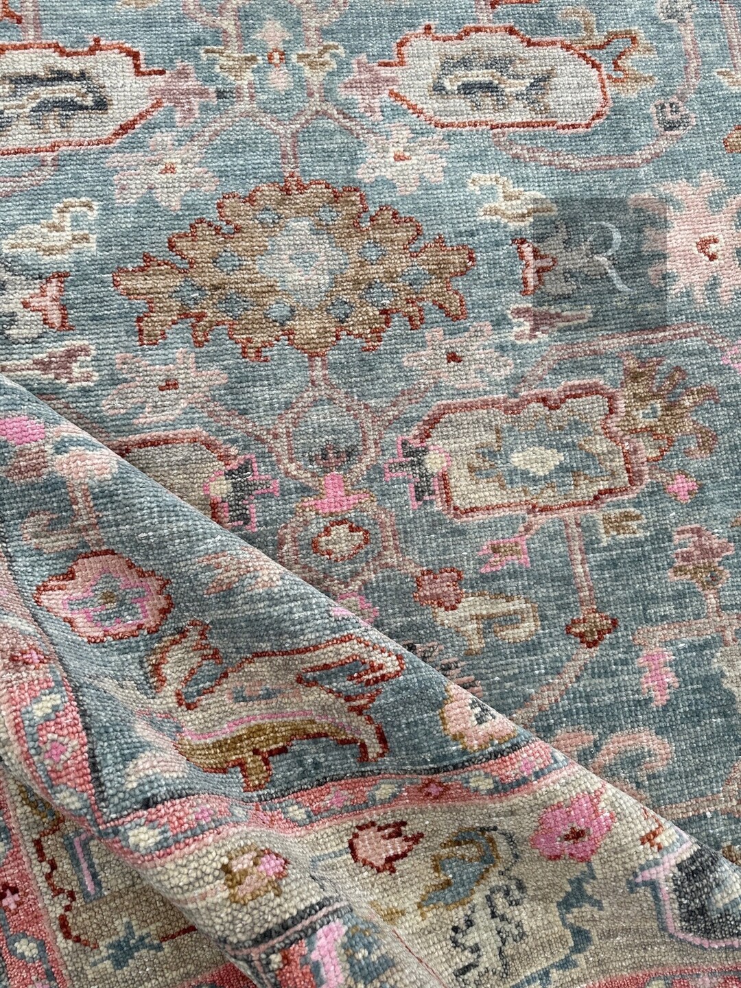 Pastel Color Hand-knotted Rug Vintage Antique Oushak Wool Area Rug for ...