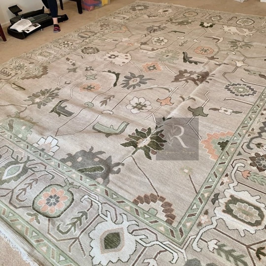 Buy 8x10/9x12 Oushak Rug Turkish Knot Rug Traditional HAND KNOTTED ...