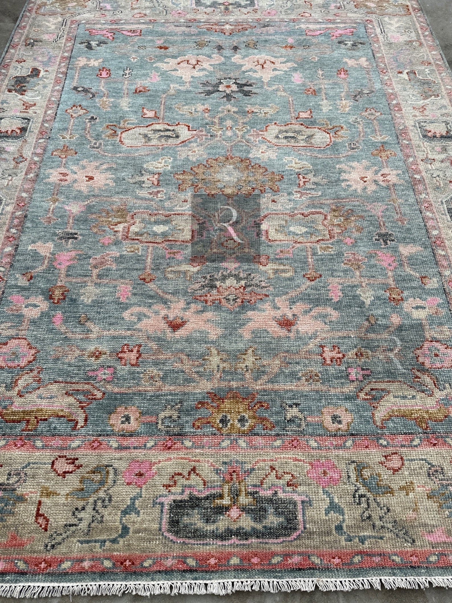 Pastel Color Hand-knotted Rug Vintage Antique Oushak Wool Area Rug for ...