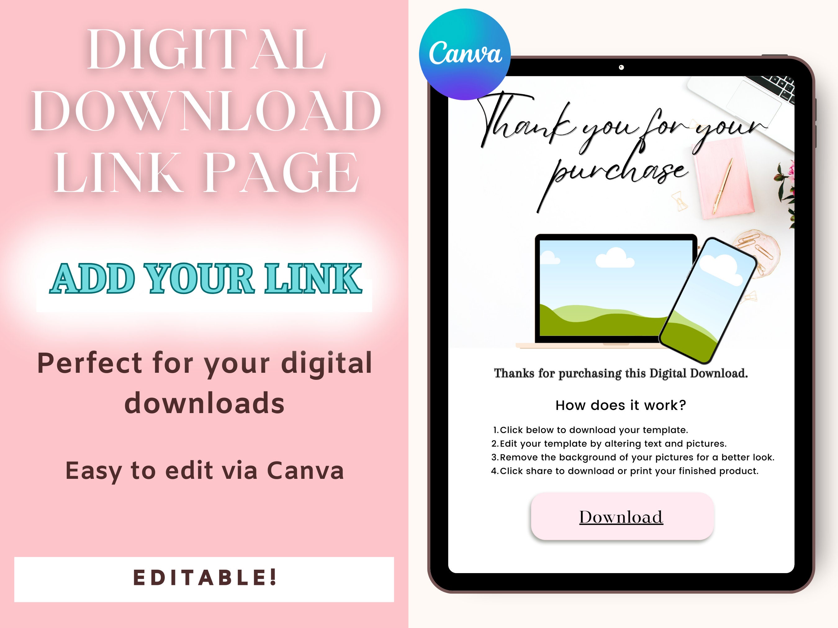 Digital Download Link Template, Etsy Link Template, Download ...