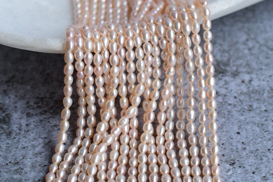 Natural Freshwater Pinkish Peach Oval Potato Pearls for Jewelry Making ...