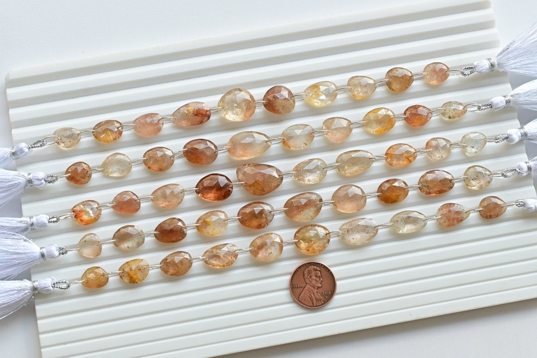 10 Pieces Imperial Topaz Uneven Rose Cut Faceted Beads Natural Gemstone ...