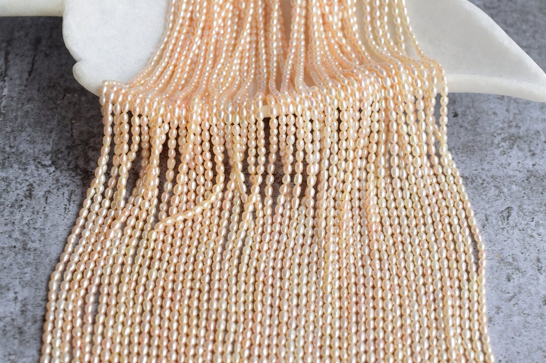 Natural Freshwater Peach Oval Rice Grain Pearl for Jewelry Making ...