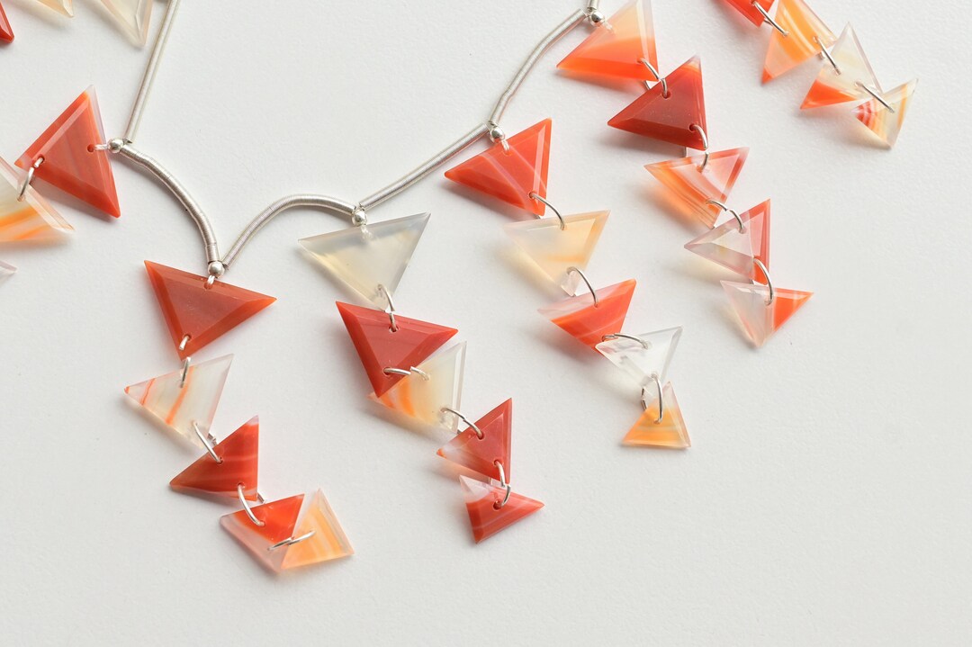 50 Pieces Red Banded Onyx Triangle Crown Cut Beads Natural Gemstone ...