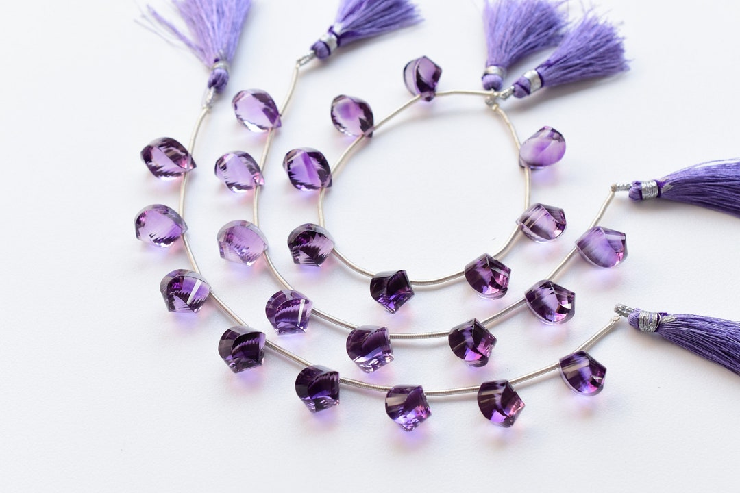 8 Pieces Amethyst Intense Twisted Step Cut Beads Natural Gemstone ...