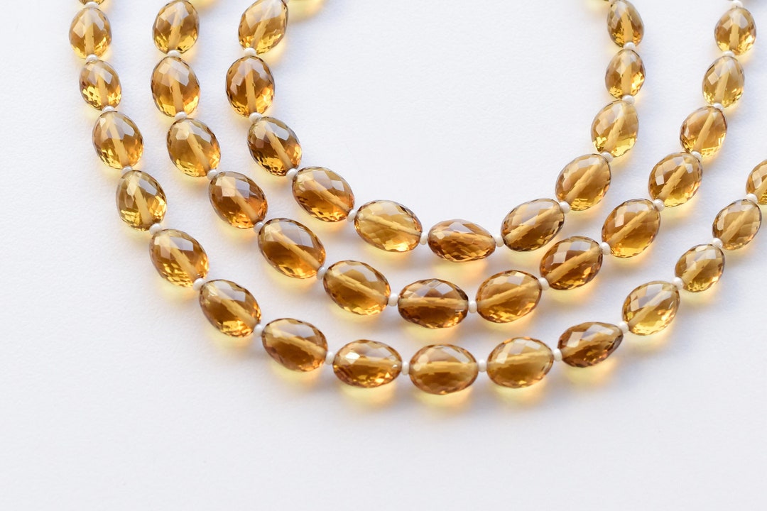 8 Inches Cognac Quartz Oval Egg Cut Faceted Beads Natural Gemstone ...