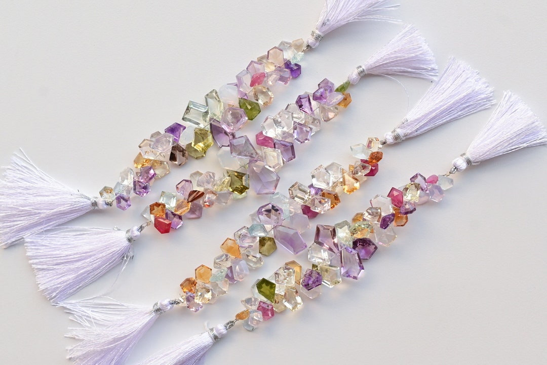 4 Inches Multi Quartz Geometrical Step Cut Faceted Beads Natural ...