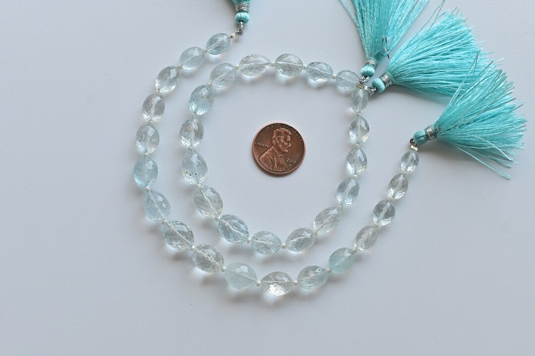8 Inches Natural Topaz Oval Egg Drops Checker Cut Faceted Beads ...