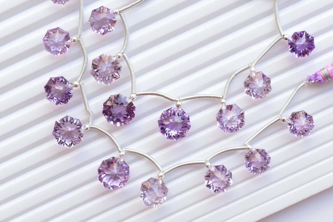 10 Pieces Amethyst Rosette Bi Concave Cut Round Beads Natural Gemstone ...