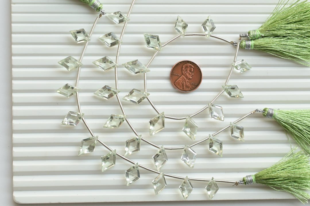10 Pieces Green Amethyst Lozenge Step Cut Faceted Beads Natural ...