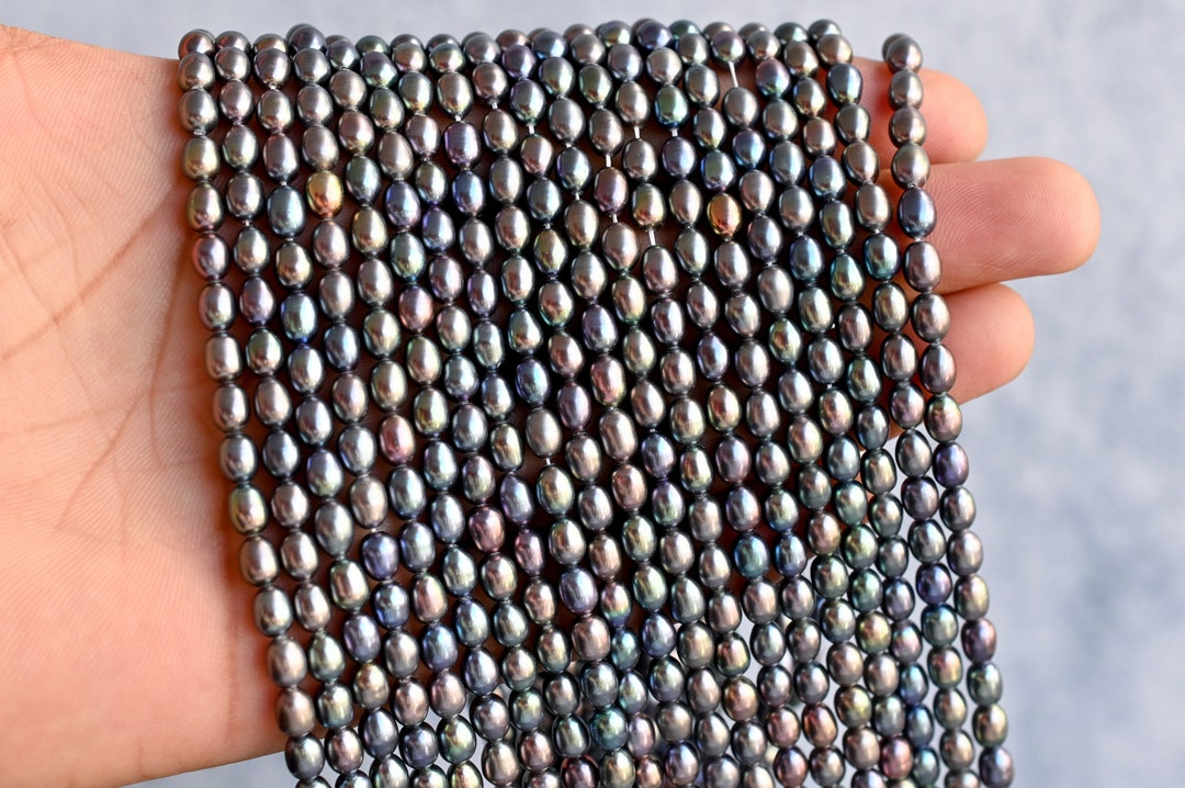 Black Oval Freshwater Pearl for Jewelry Making, Natural Metallic Pearl ...
