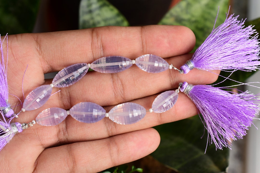 4 Pc Lavender Quartz Concave Step Cut Olive Beads | 20x8 to 16x9 Mm ...