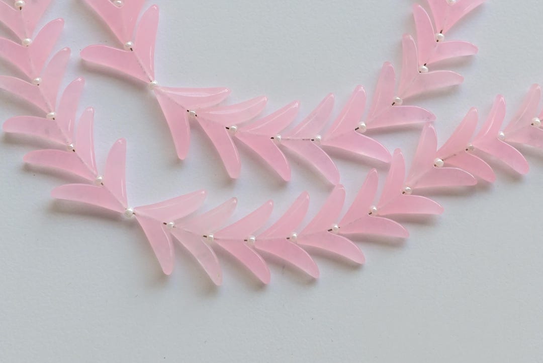 8 Inches Sakura Pink Quartzite Carved V Shape Beads Natural Gemstone ...