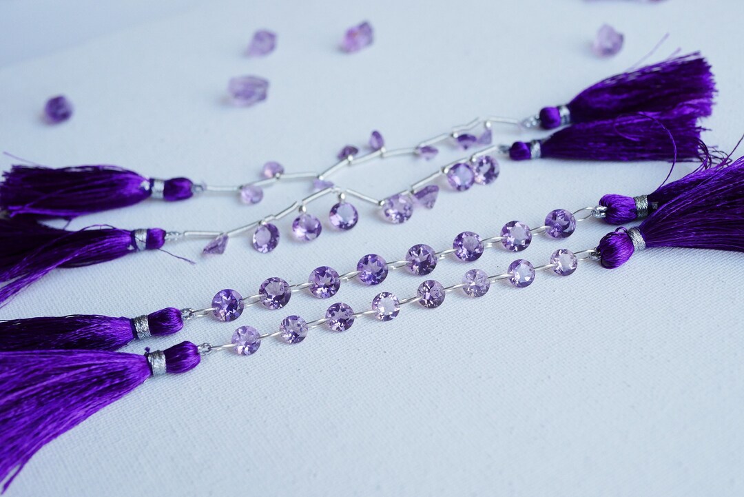 8 Pc Brazil Amethyst Faceted Round Cut Beads | Natural Gemstone Cut ...