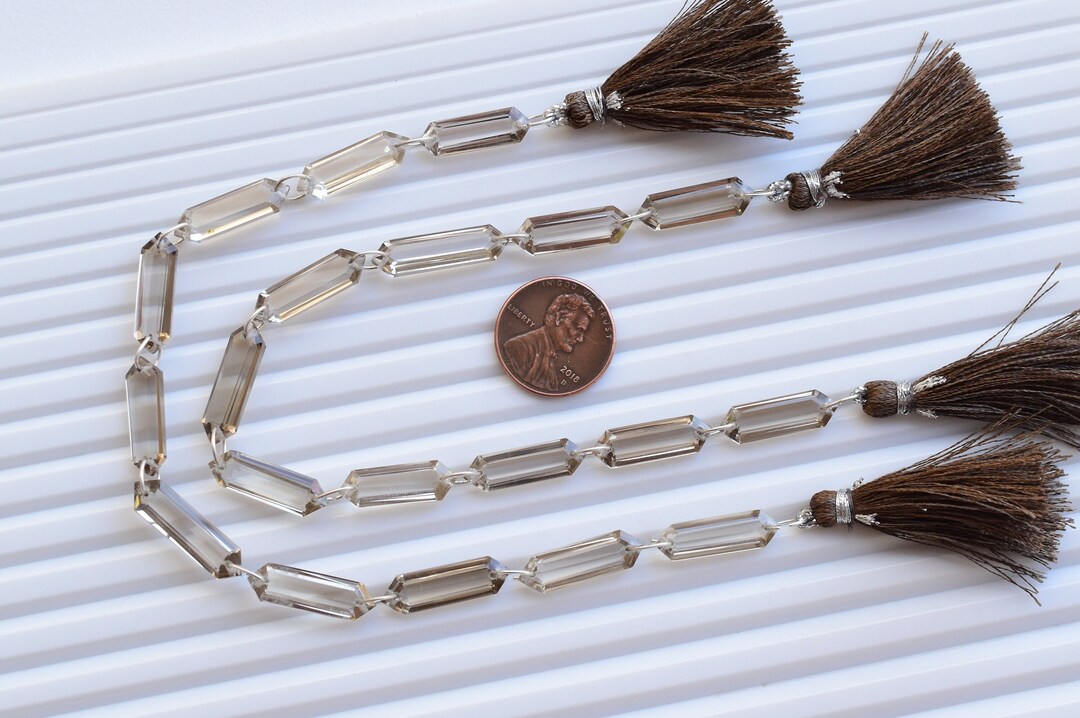 10 Pieces Smoky Quartz Faceted Long Hexagon Step Cut Beads 22x6x5 to ...