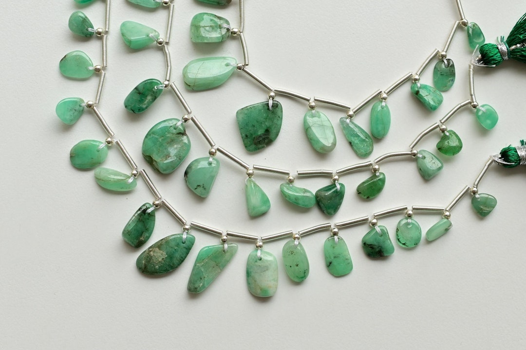 16 Pieces Emerald Uneven Tumble Smooth Beads Natural Gemstone | Emerald ...