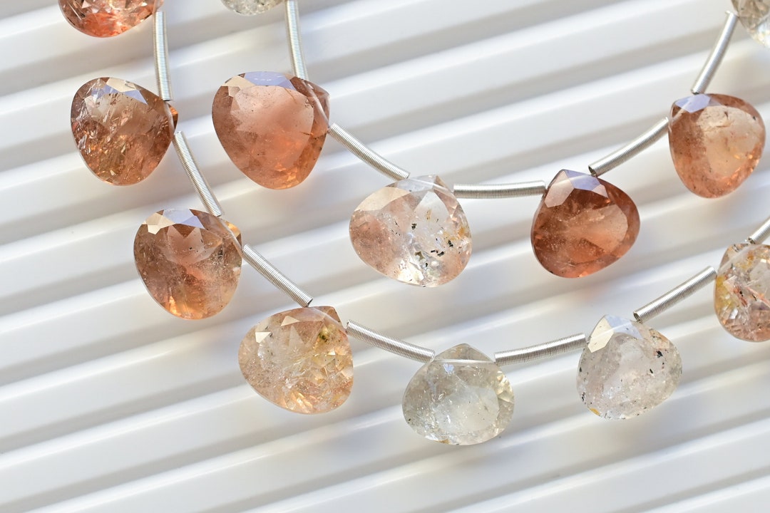 10 Pieces Imperial Topaz Heart Cut Faceted Beads Natural Gemstone ...