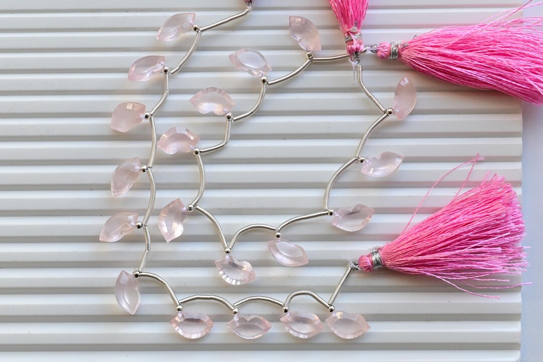 10 Pieces Rose Quartz Lips Concave Cut Stone Beads | Natural Gemstone ...