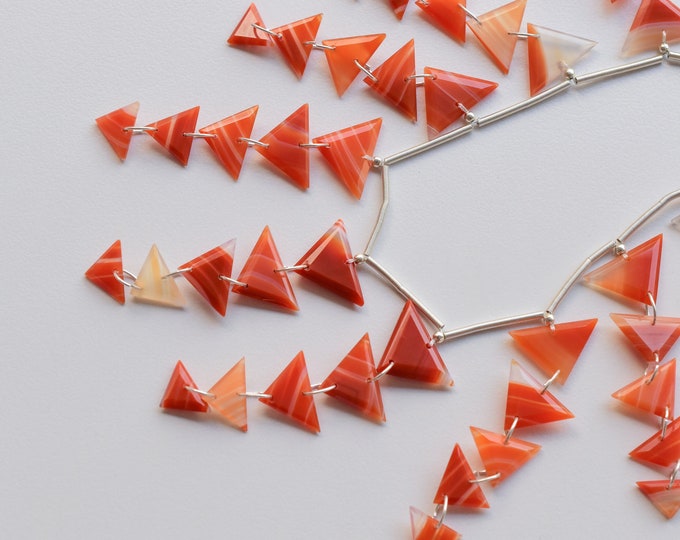 50 Pieces Red Banded Onyx Triangle Crown Cut Natural Gemstone Beads ...