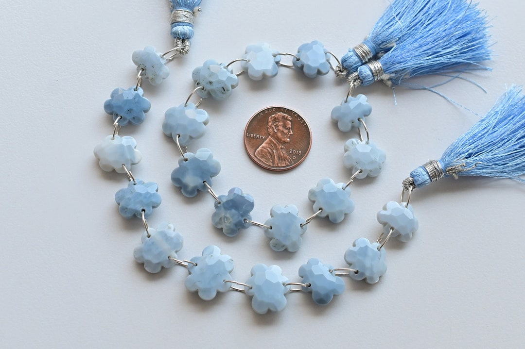10 Pieces African Blue Opal Cloud Hammered Faceted Briolette Beads ...