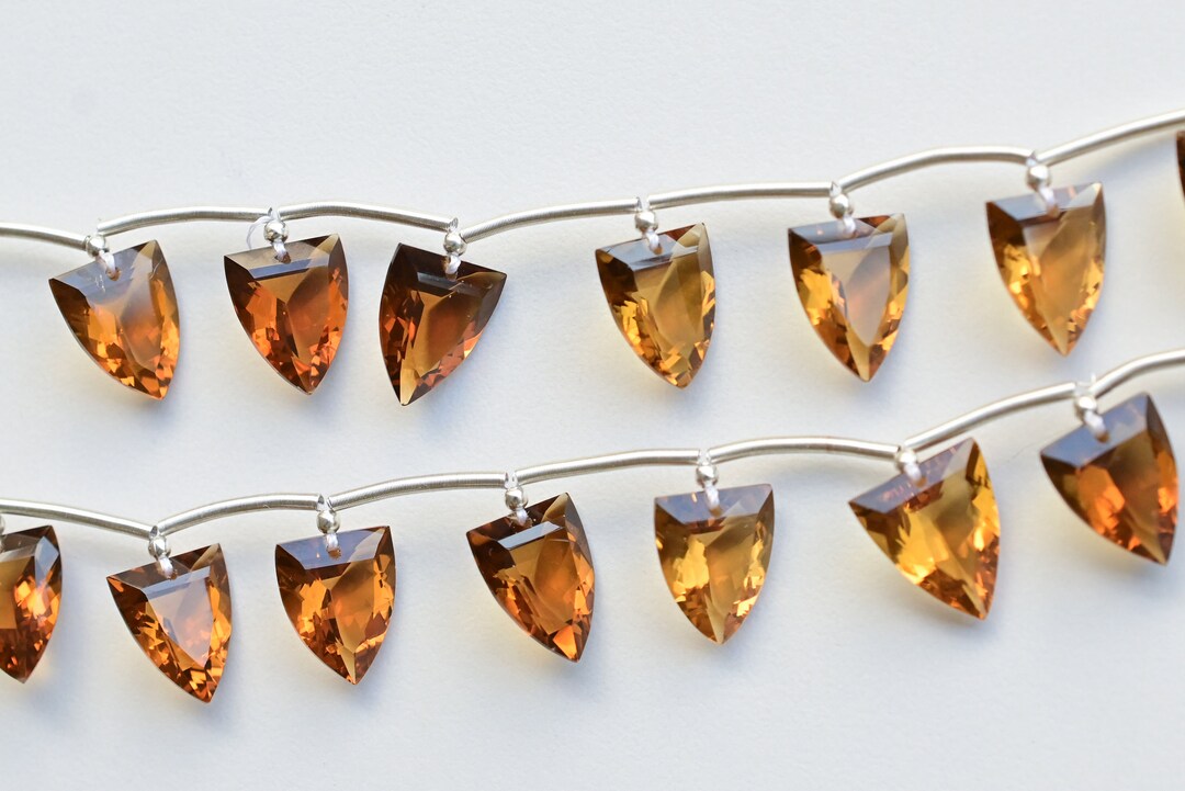 10 Pieces Cognac Quartz Dagger Cut Faceted Beads Natural Gemstone ...