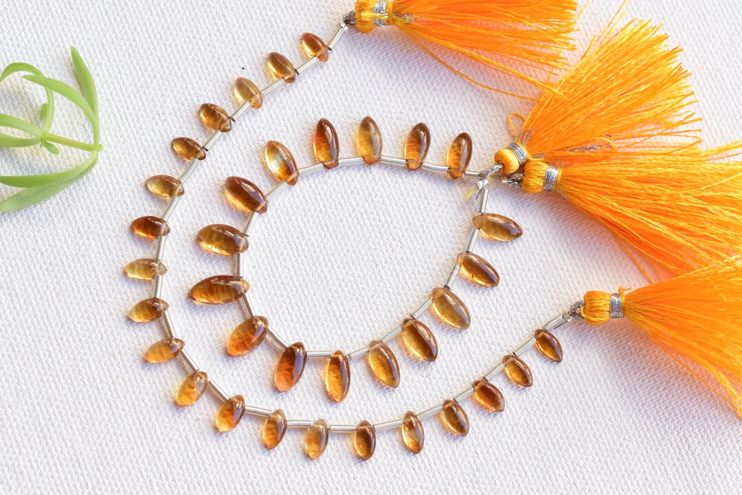 Brandy Citrine Smooth Marquise Cabochon Beads | Natural Gemstone Cab ...