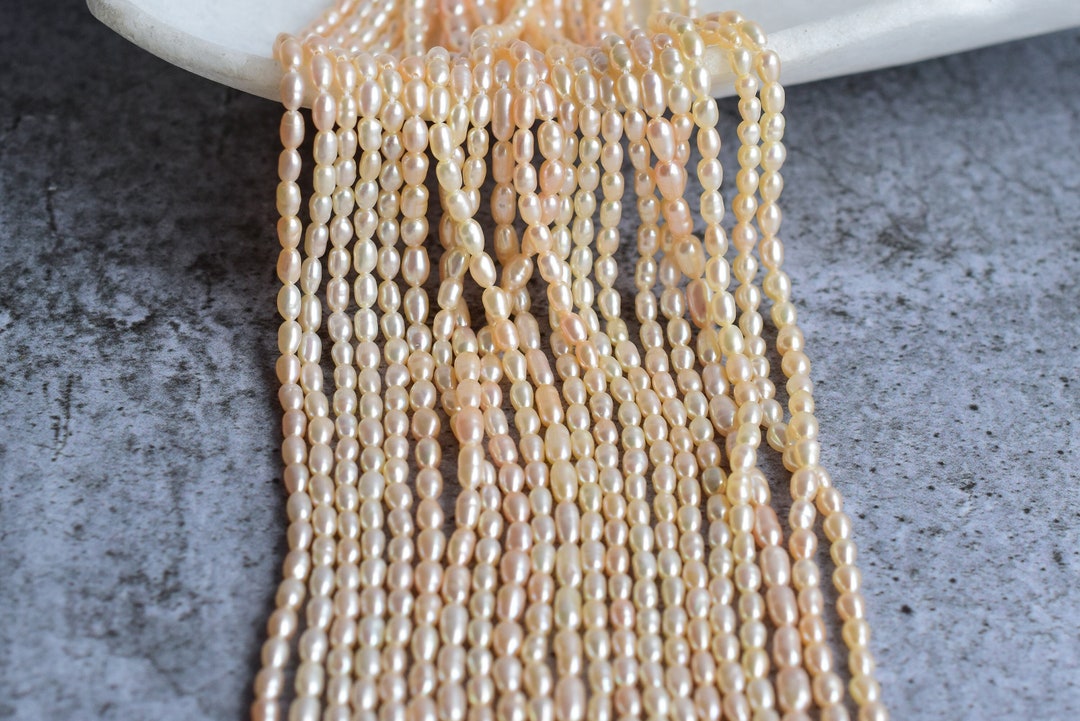 Natural Freshwater Peach Oval Rice Grain Pearl for Jewelry Making ...
