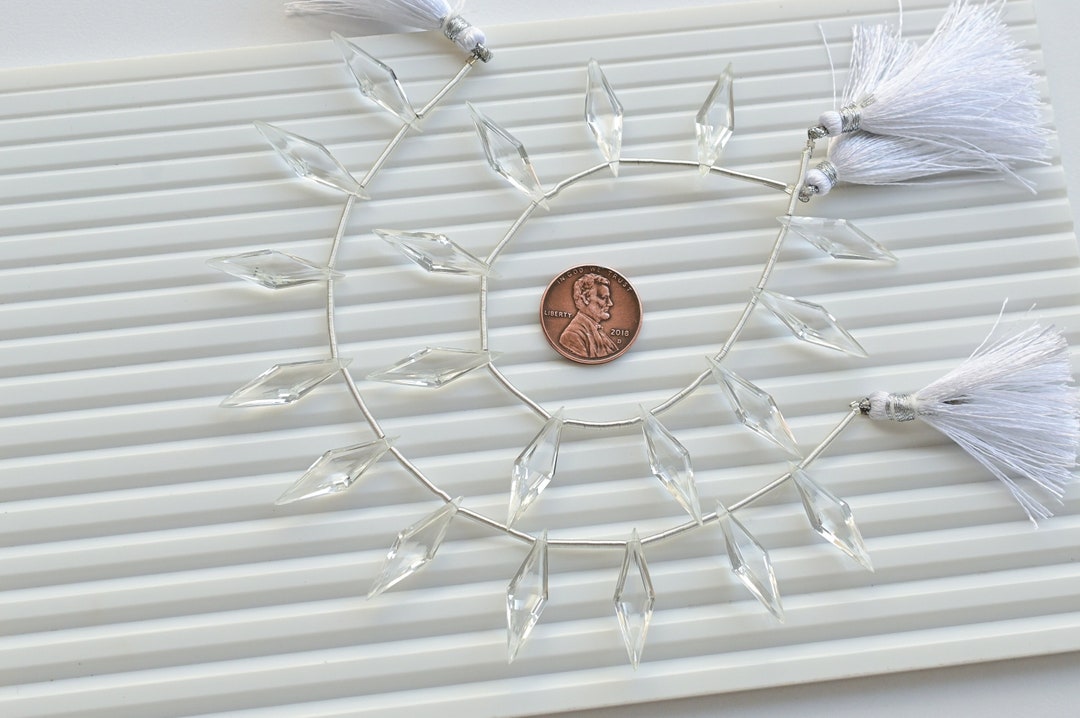 10 Pieces Crystal Quartz Lozenge Step Cut Faceted Beads Natural ...