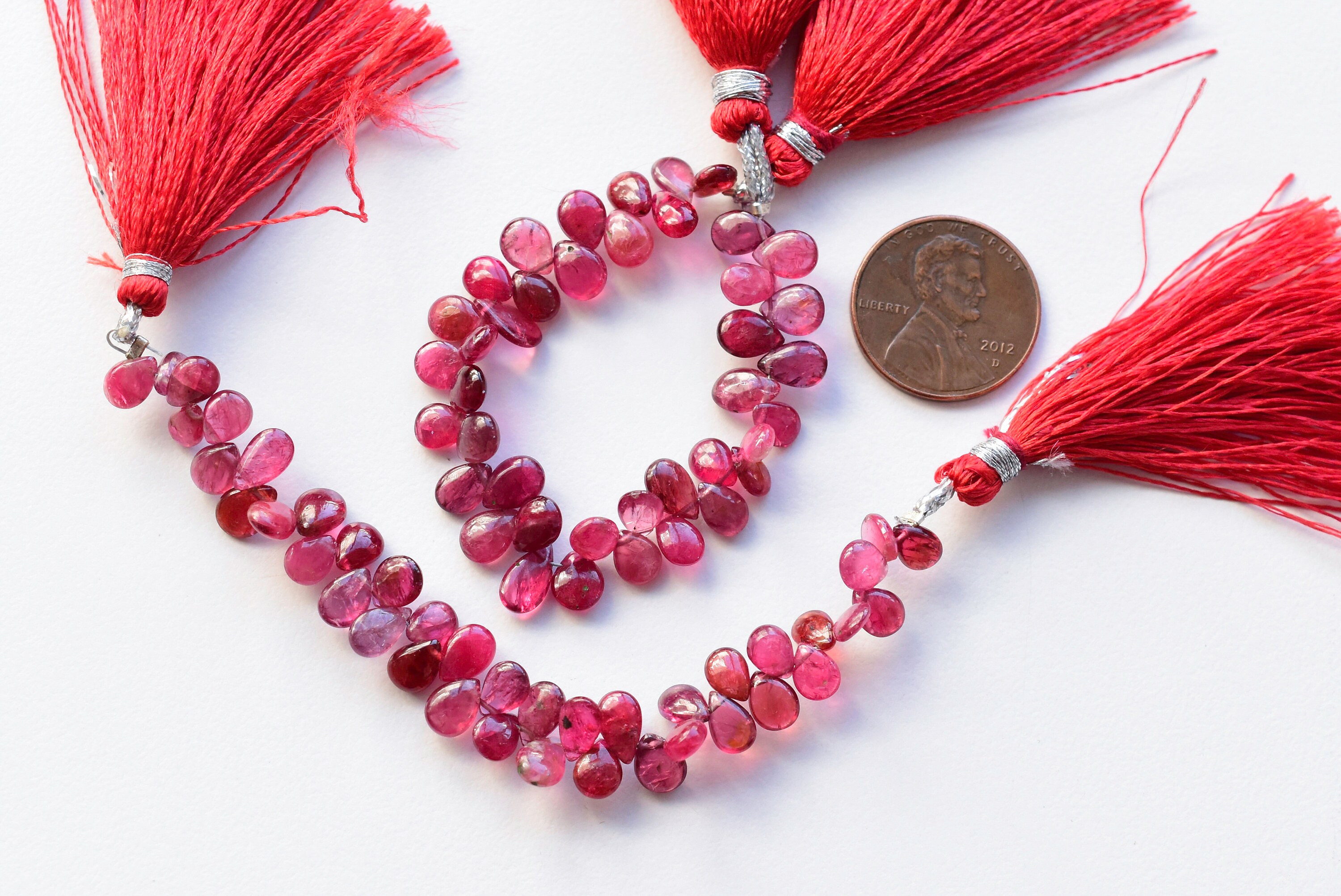 40 Pc Ruby Glass Filled Smooth Pear Cab Beads | Pink Ruby Natural ...