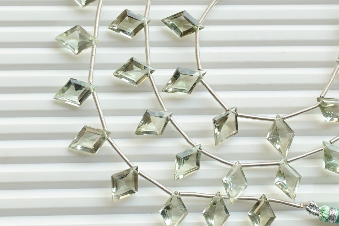 10 Pieces Green Amethyst Lozenge Step Cut Faceted Beads Natural ...