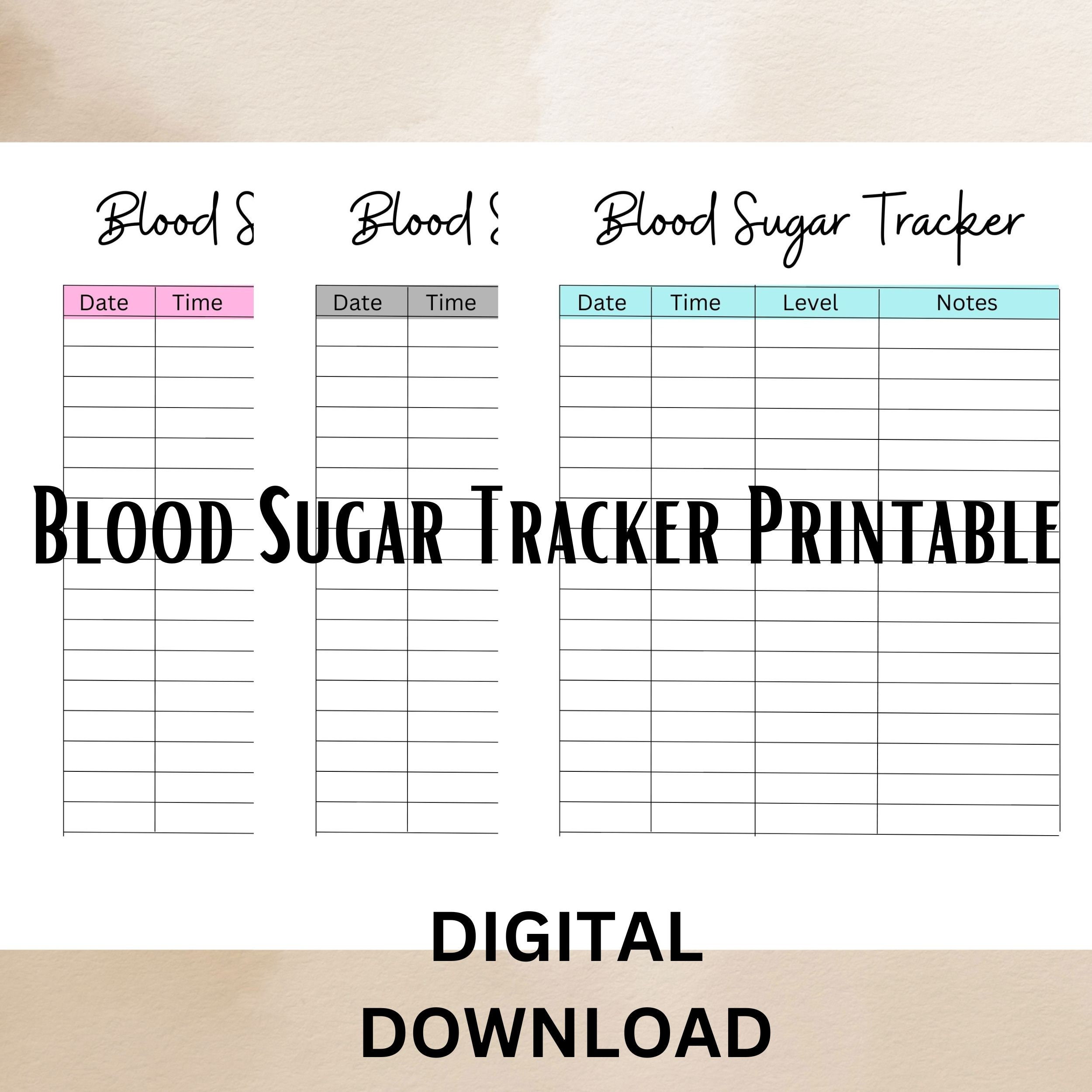 Blood Sugar Tracker Printables, Blood Sugar Tracker, Diabetes Log ...