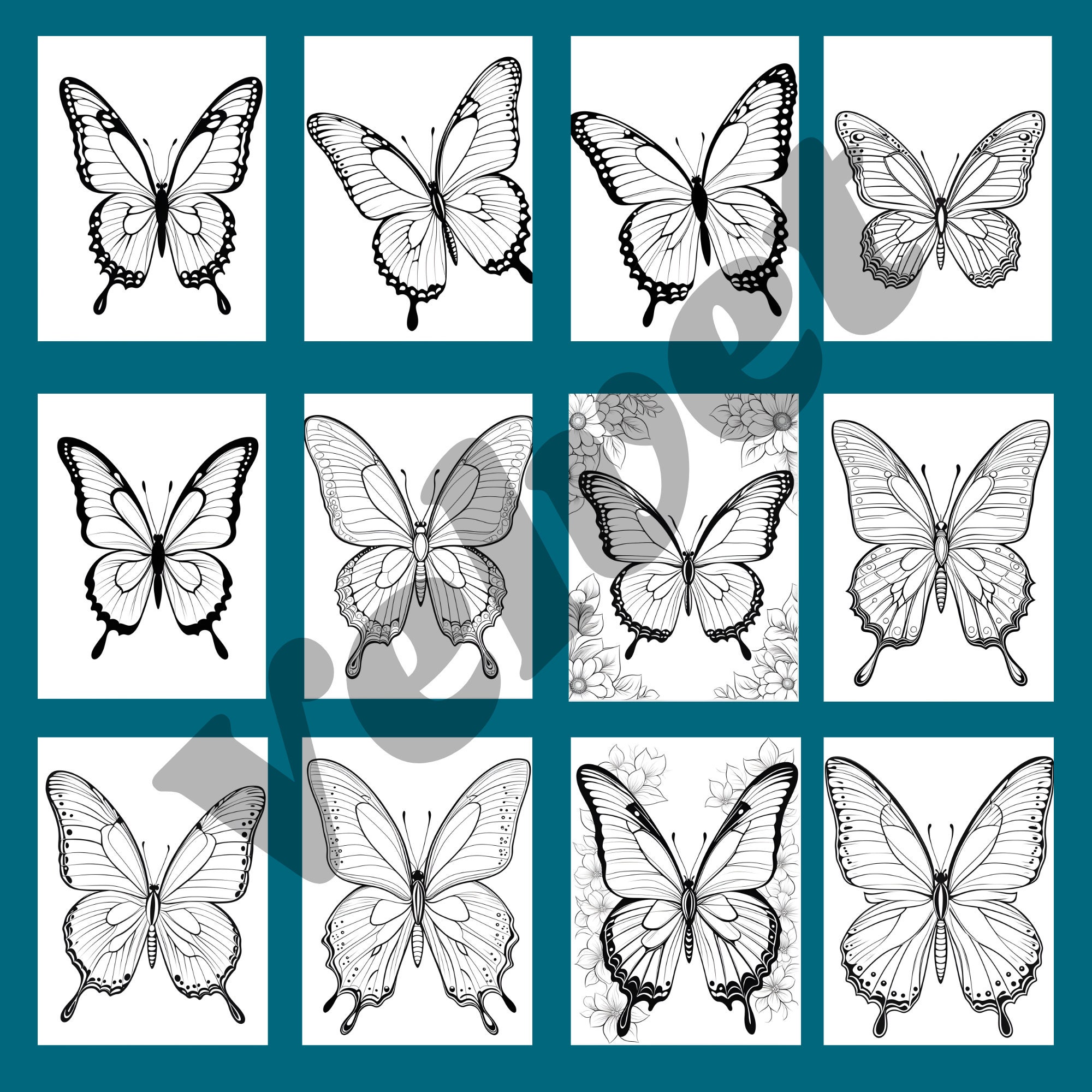 Butterfly Coloring Pages. 80 Printable Pages. Instant Download. Pdf ...