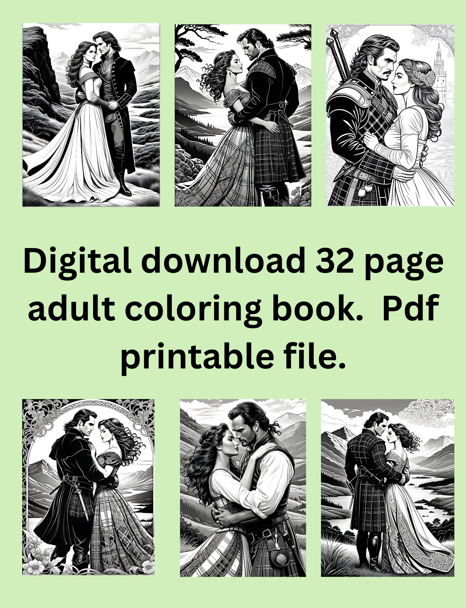 Kilts and Kisses. Adult Coloring Book With a Nod to the Historical ...