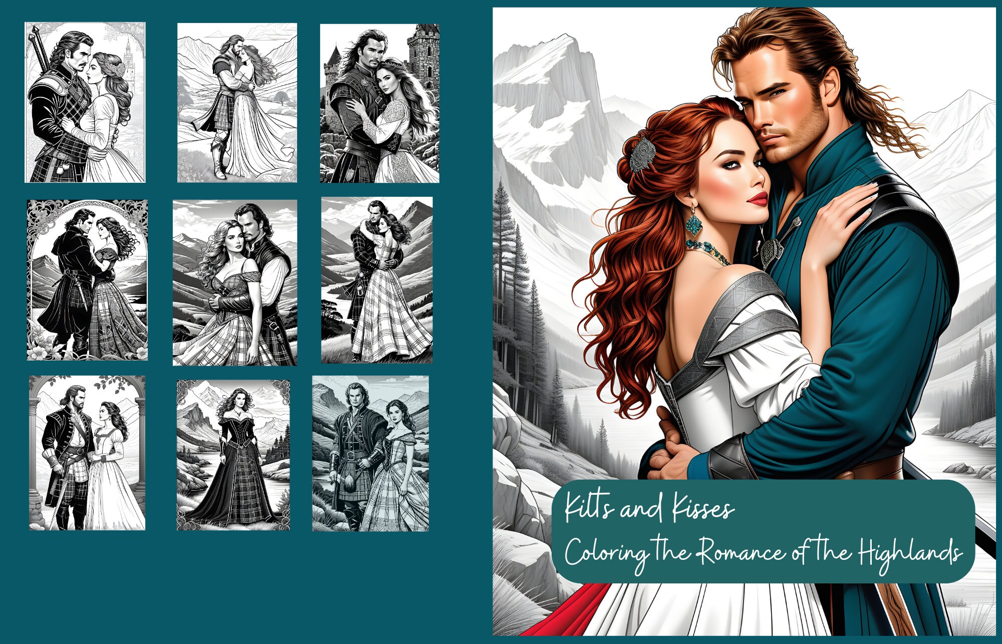 Kilts and Kisses. Adult Coloring Book With a Nod to the Historical ...