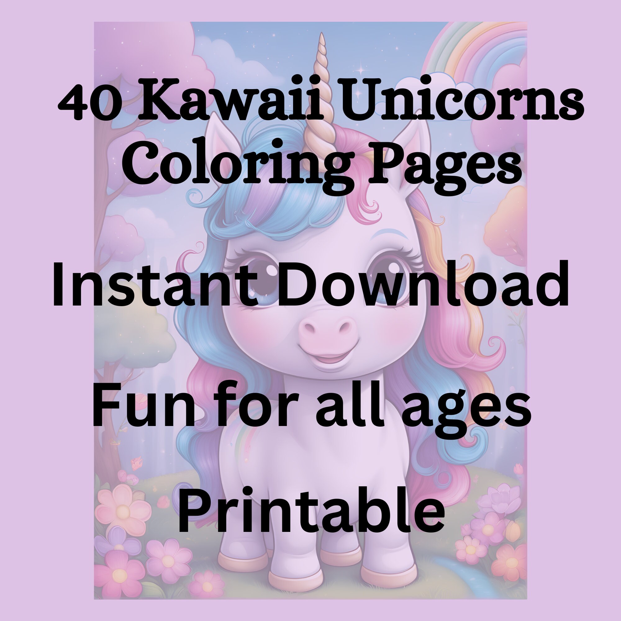 Kawaii Unicorn Coloring Pages. 40+ Printable Pages With Adorable ...