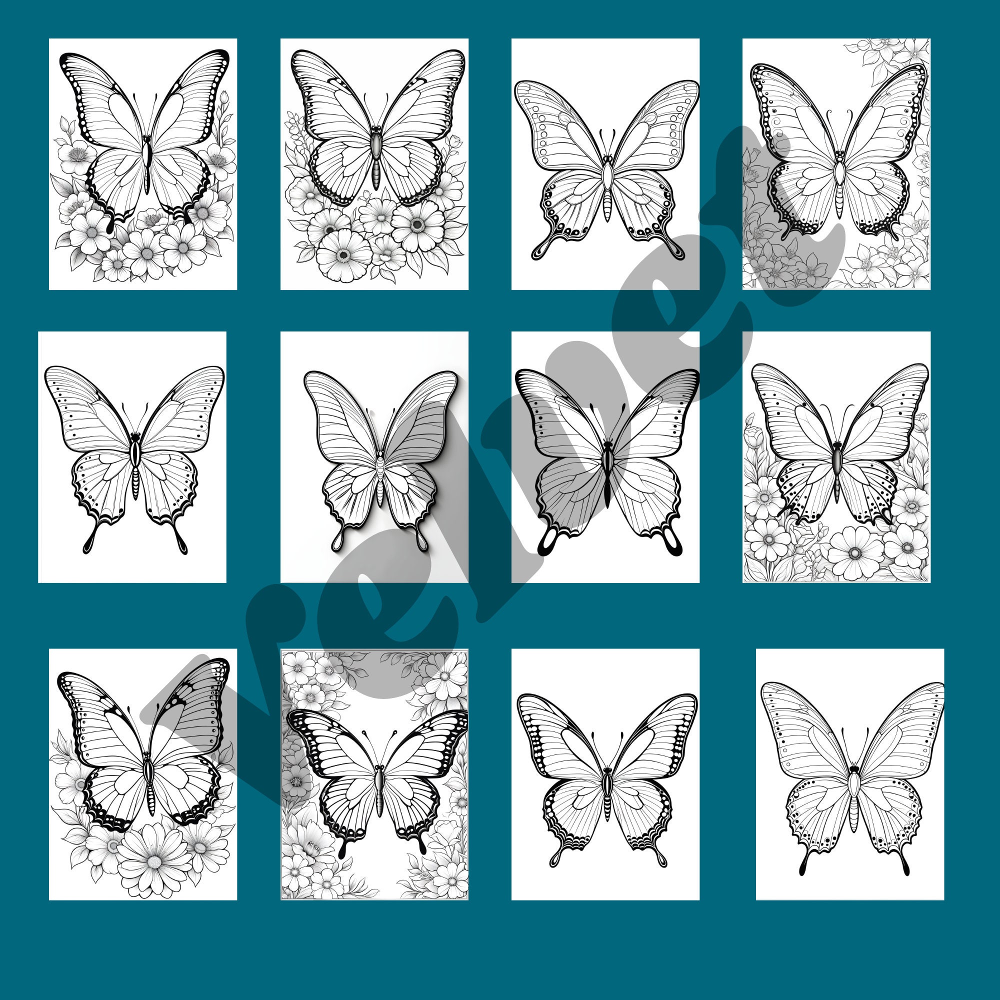 Butterfly Coloring Pages. 80 Printable Pages. Instant Download. Pdf ...