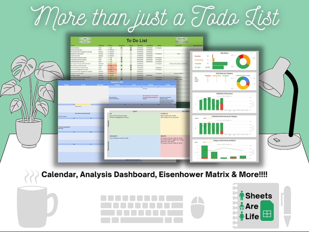 To Do Spreadsheet | To-do List | Monthly Calendar | Daily Planner ...