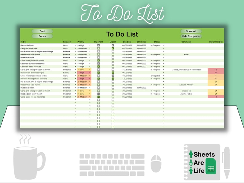 To Do Spreadsheet To-do List Monthly Calendar Daily Planner ...