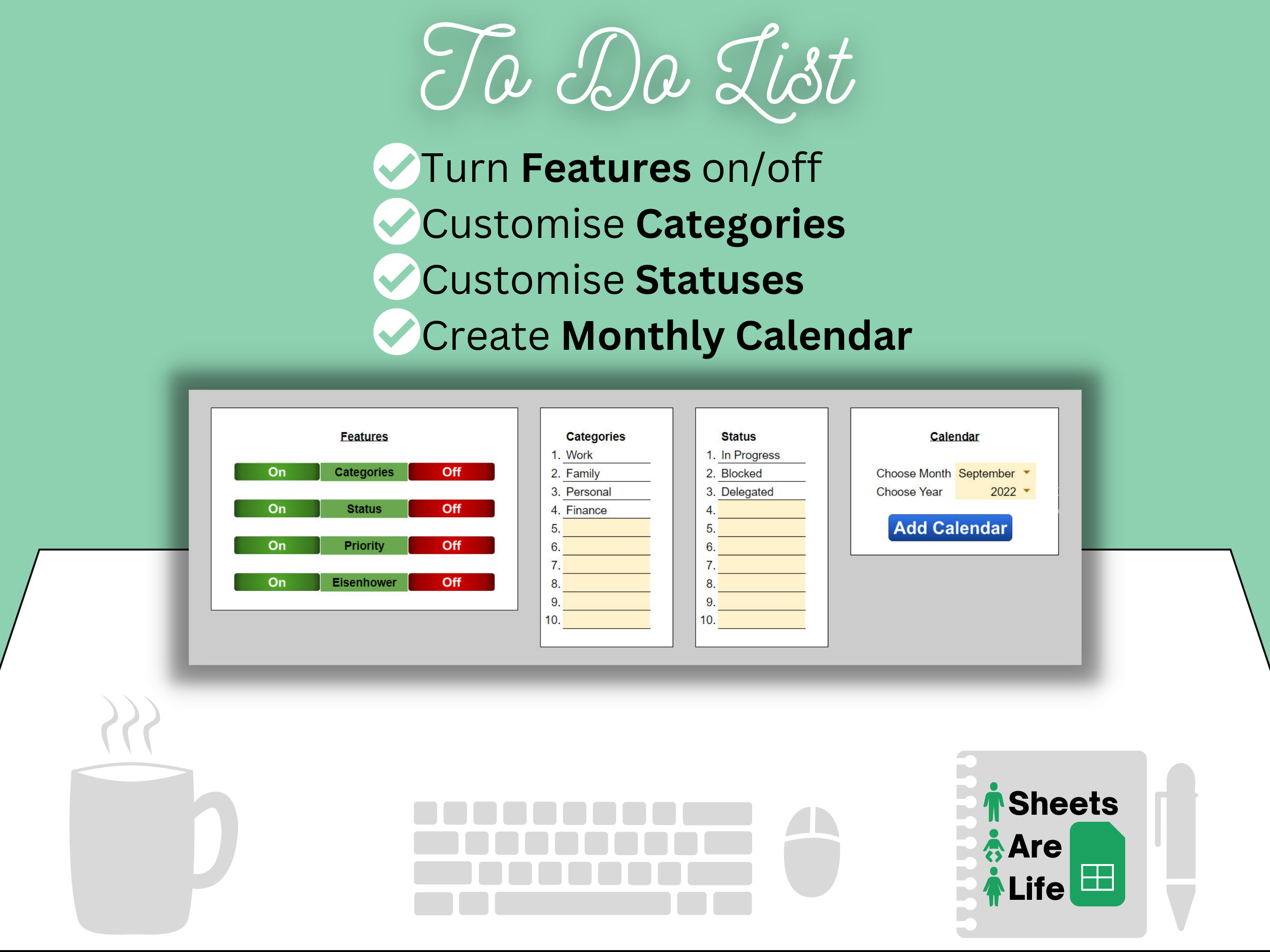 To Do Spreadsheet To-do List Monthly Calendar Daily Planner ...