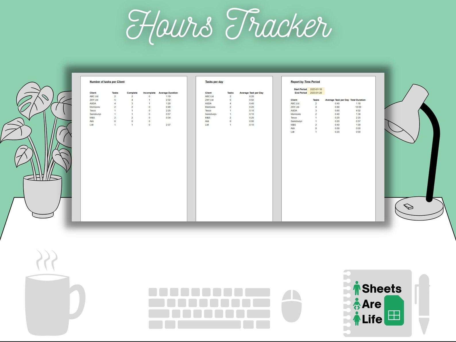 Hours Tracker | Google Sheets Dashboard | to Do Spreadsheet | To-do ...