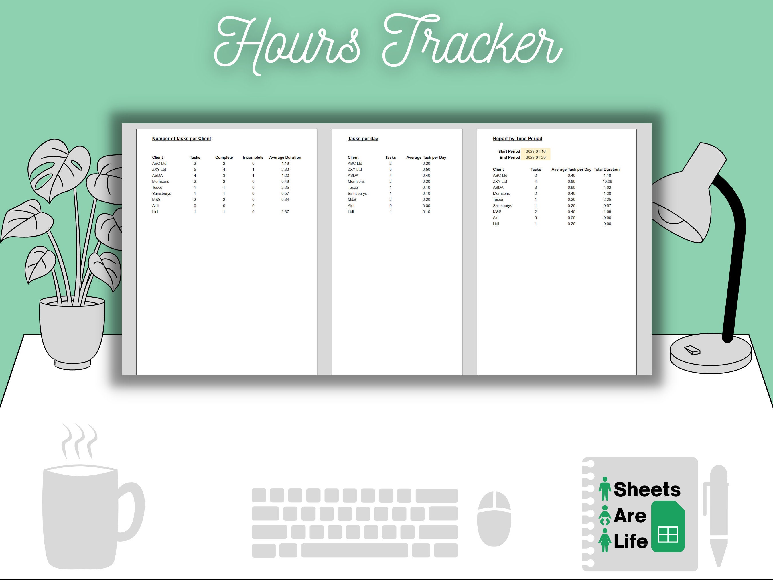Hours Tracker | Google Sheets Dashboard | to Do Spreadsheet | To-do ...