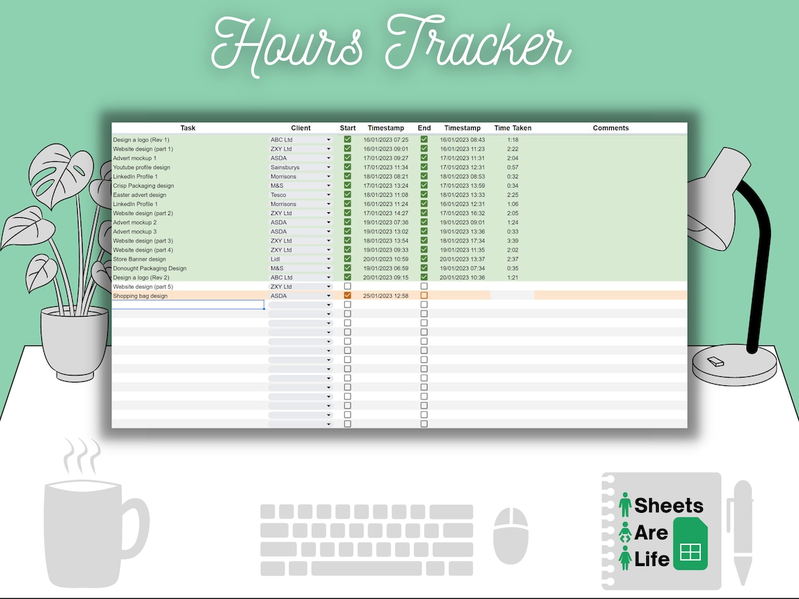 Hours Tracker | Google Sheets Dashboard | to Do Spreadsheet | To-do ...
