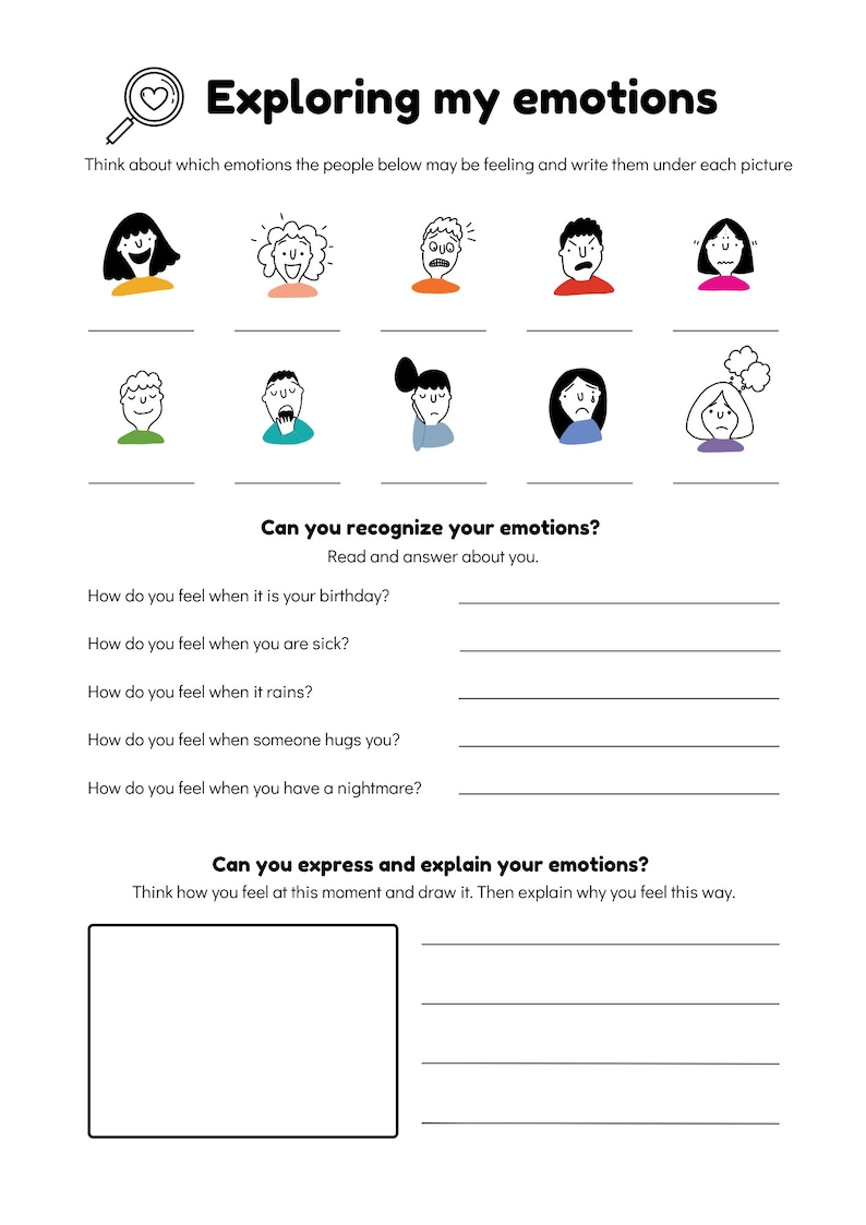 Feelings and Emotions Printables for Teachers - Etsy