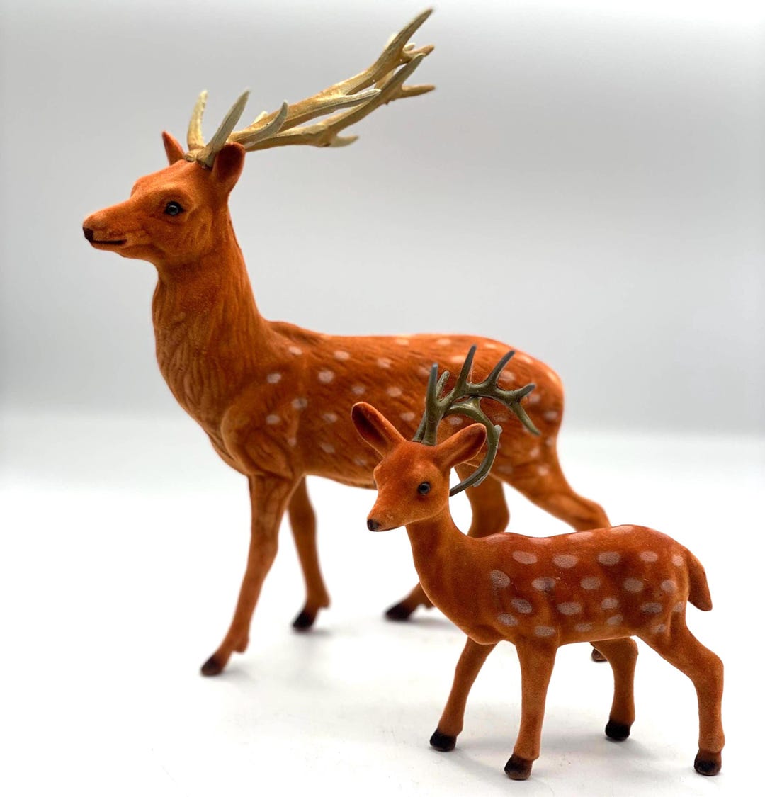 Vintage Flocked Stag and Faun. Utterly Charming Retro Christmas Decor ...