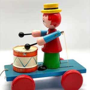 Very Rare Wooden Children’s Pull Along Drummer Boy Toy 1940’s. as You ...